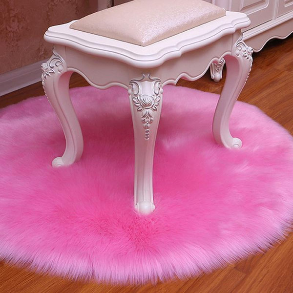 Round Rug for Bedroom,Furry Carpet for Living Room,Non-Shedding Thicked ...