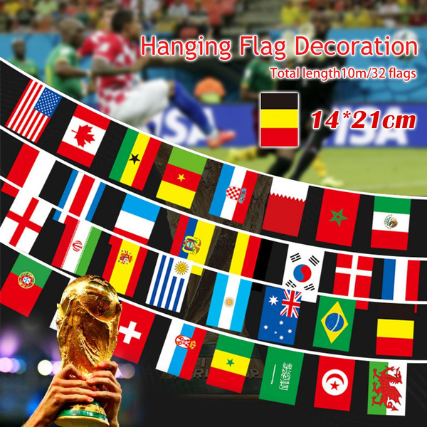 World Cup Football Flag Bunting Polyester 32 Teams String National ...