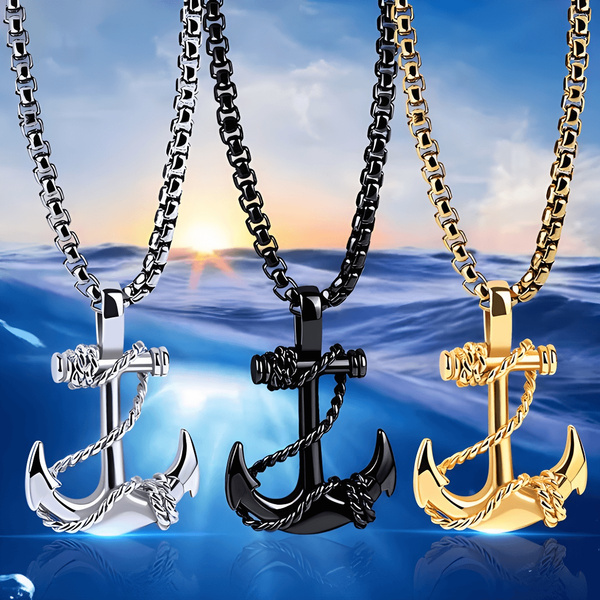 Anchor Type Titanium Steel Cross Pendant Titanium Steel Men's Necklace ...