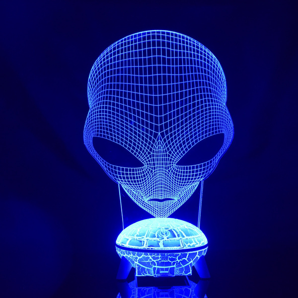 Alien 3D UFO Night Light 16 Color with Remote Dimmable Illusion Table Desk Lamp Perfect Gifts ...
