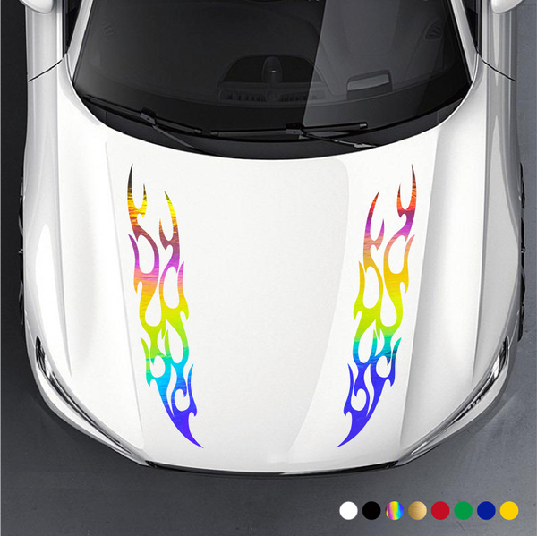 2PCS flame Car Stickers flame pattern Reflective Vinyl Decal for ...