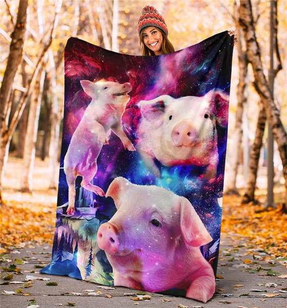Pig Galaxy Magic Fleece Blanket Gift For Farmer Cute Pig Blanket Funny ...