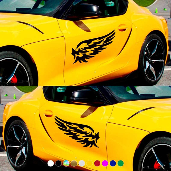 2PC Angel Wings Classic Car Stickers Cartoon stickers Laser Vinyl Decal ...