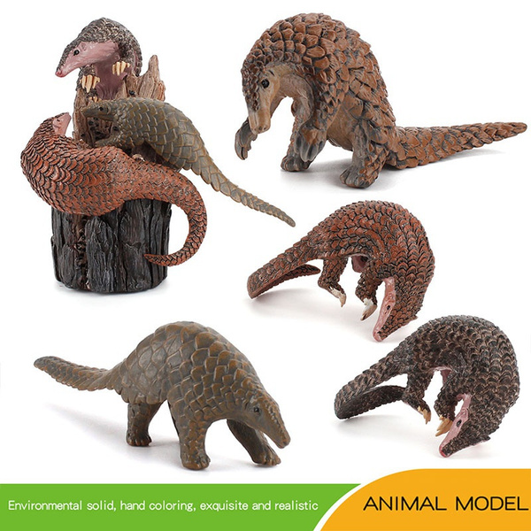 Simulation Mini Pangolin Animal Model Pangolin Tree Stump Ornaments ...