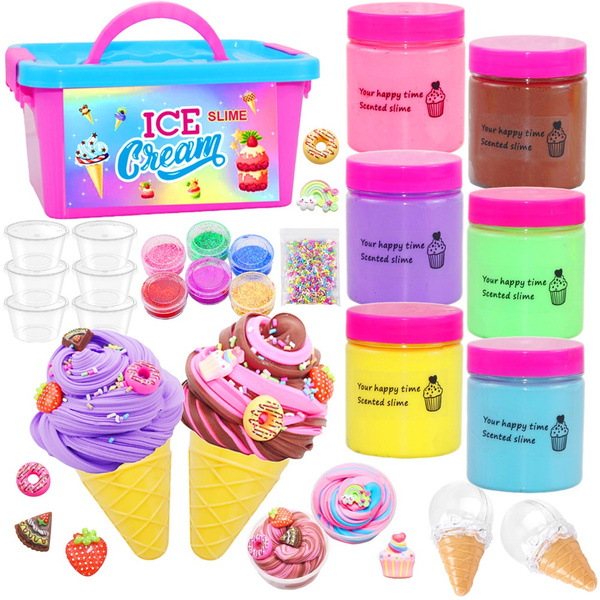 Ice Cream Slime Kit for Girls and Boys Fluffy DIY Slime Toys Gifts Make ...
