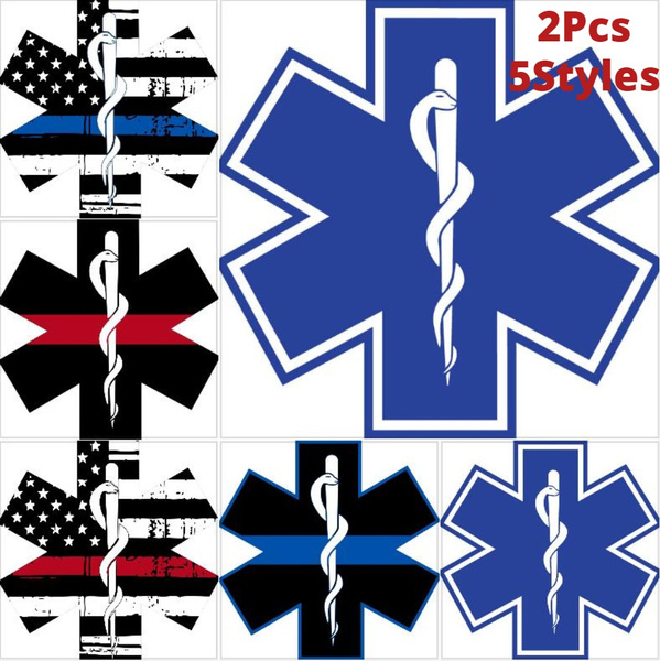 Star Of Life EMS Thin Blue Line Style Window Decal | Wish