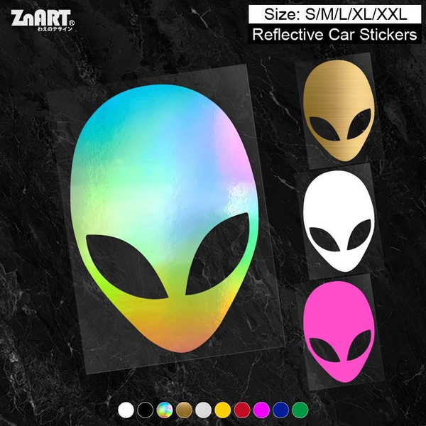 1PC Alien Mask Reflective Car Stickers Art Self-adhesive JDM Vinyl ...