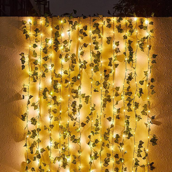 Ivy Fake Vines Artificial Ivy with LED String Light Leaf Wall Faux ...
