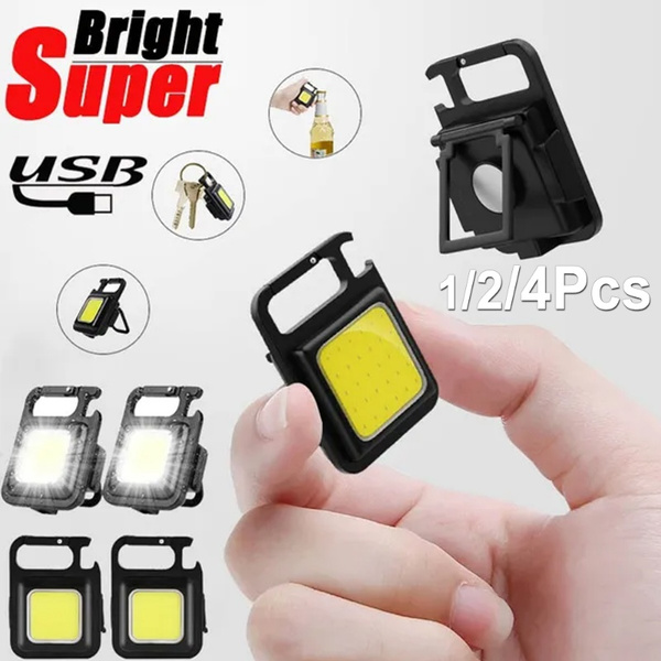 (1/2/3/4Pcs)USB Rechargeable Mini LED Flashlight Work Light 4 Light ...