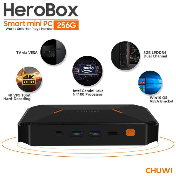 CHUWI HeroBox Mini PC Computer 8GB+256GB Intel N4100 CPU Windows10 ...