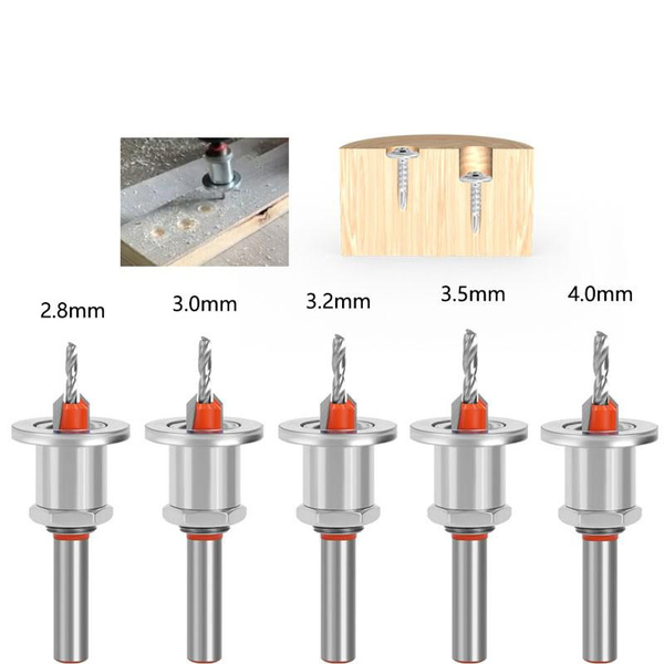 5Pcs HSS Countersink 8mm Shank Woodworking Router Bit Milling Cutter ...