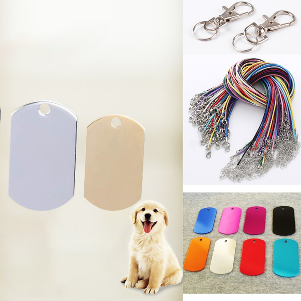 Aluminum Dog ID Tags with key ring string Blank Pet Tags | Wish