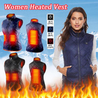 XS-XXL Winter Electric Heated Vest Jacket Coat USB Warm Up 5-Heat Pad ...