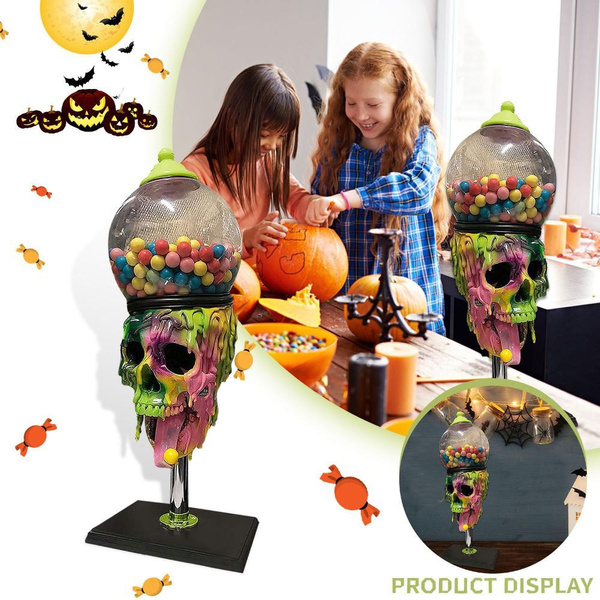 Halloween Bubble Gum Machine Color Skull Candy Storage Tank Resin ...
