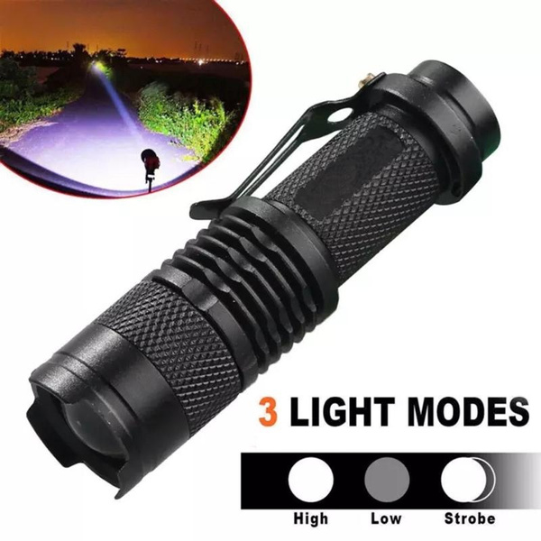 LED Telescopic Zoom Mini Glare Flashlight Outdoor Portable Button Glare ...