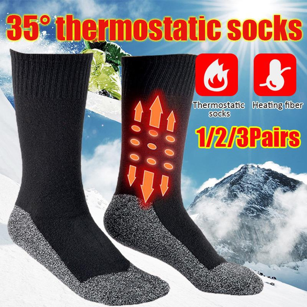 1/2/3 Pairs 35 Degree Winter Thermal Heated Socks Aluminized Fibers ...