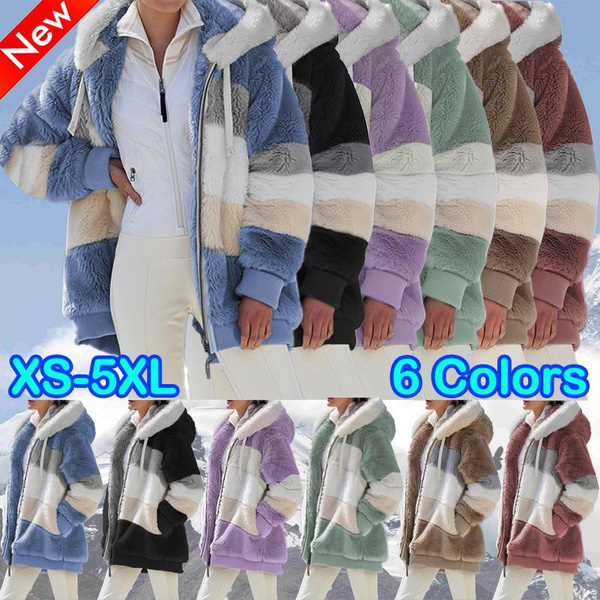 6 Colors Fashion Women's Warm Winter Jackets Fluffy Faux Fur Soft Coats ...