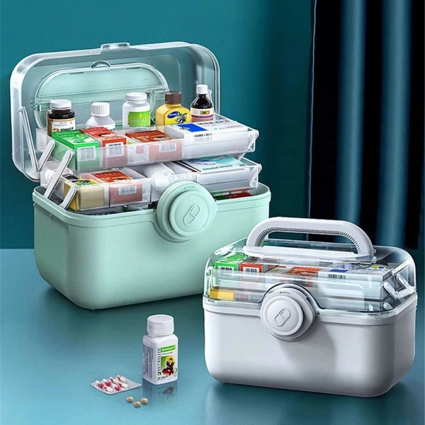 3 Layers Family Medicine Box Large Capacity First Aid Kit Portable ...