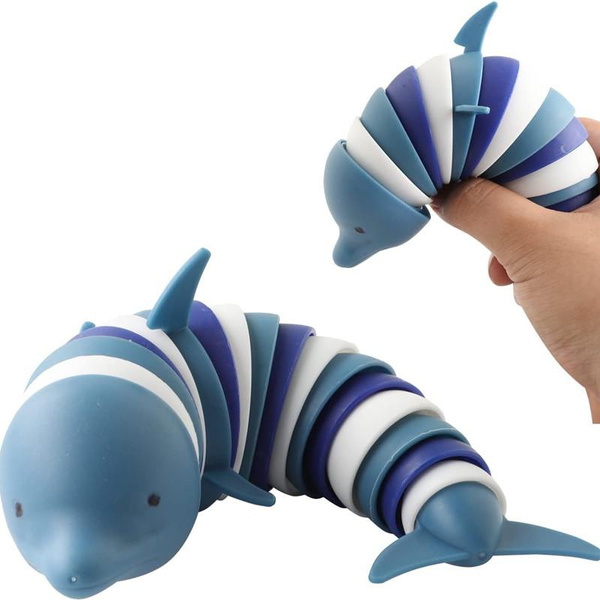 Fidget Slug 3D Printed Articulated Dolphin Fidget Toy Stim Toy Slug ...