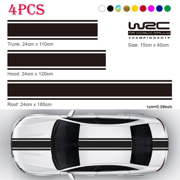 4PCS WRC FIA World Rally Championship Stripe Set Car Hood Roof Trunk ...