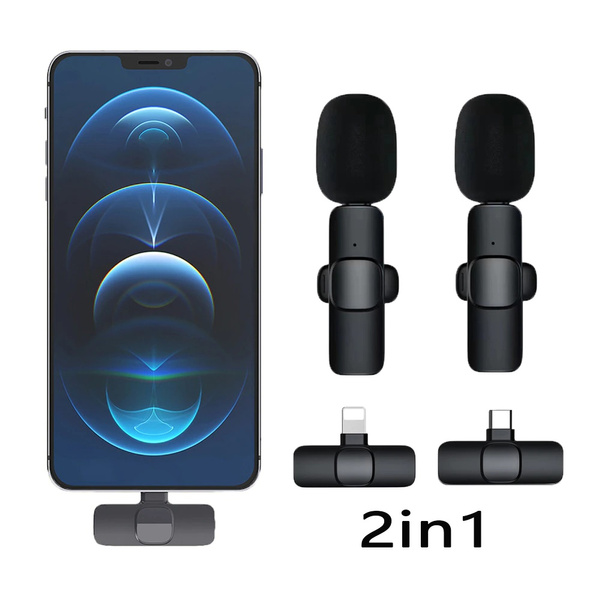 Wireless Lavalier Microphone Rechargeable Portable Audio Video ...