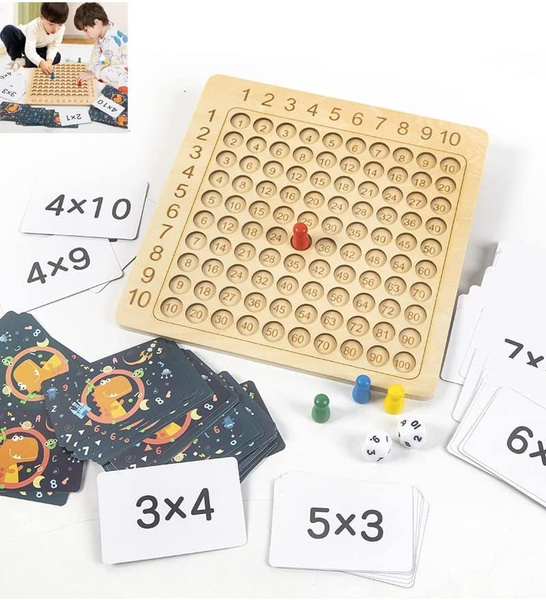 Wooden Multiplication Board Game, Educational Preschool Math Table ...