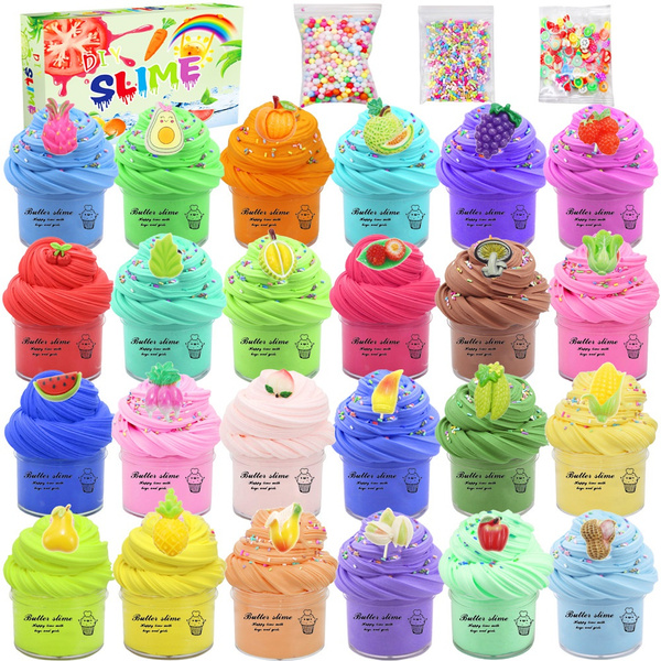 DIY Education Kids Toys Slime Non Toxic Slime 24 Colors Mud Fluffy Foam ...