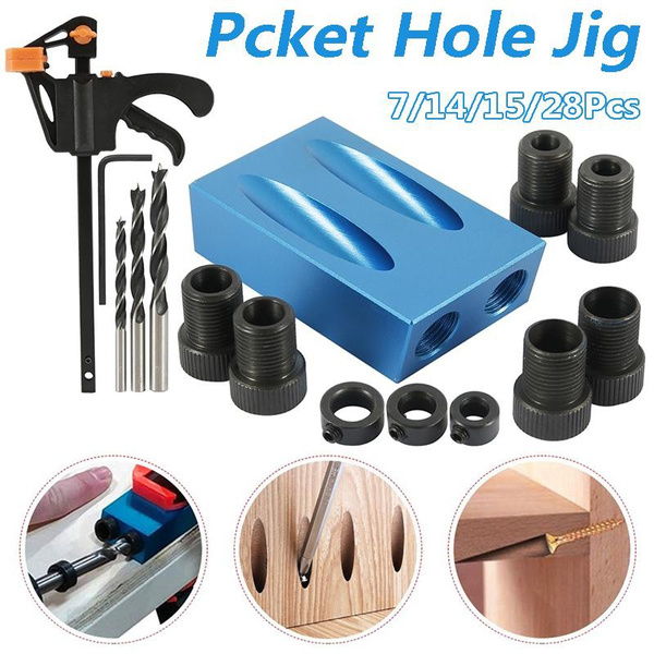 7/14/15/28 Pcs Pocket Hole Jig Woodworking Hole Jig Set Angle Drilling ...