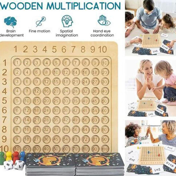 New Wooden Montessori Multiplication Board Game Kids Learning ...