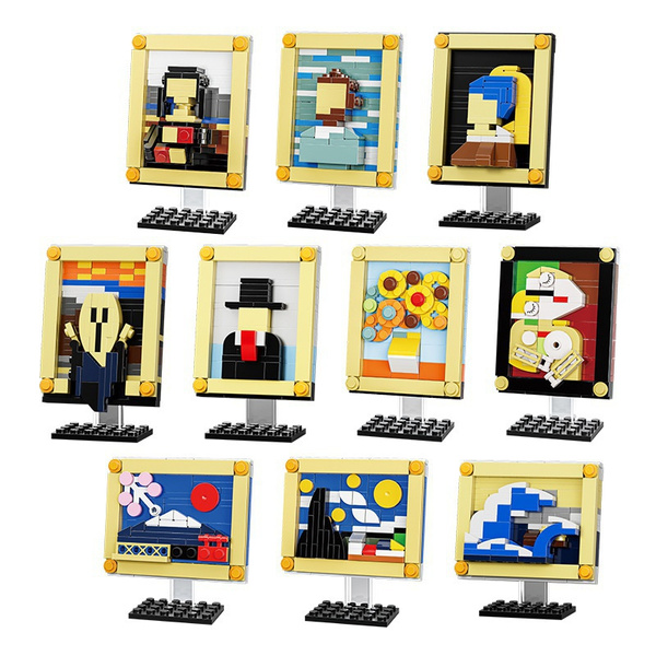 MOC 3D Pixel Art Bricks Famous Paintings Mini Building Blocks Van Gogh ...