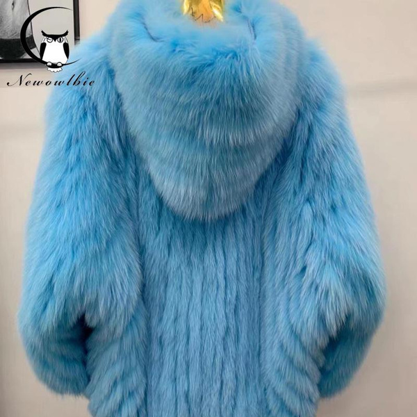 2022 Winter Double-sided Braided Fox Fur Hooded Coats Women Imported ...