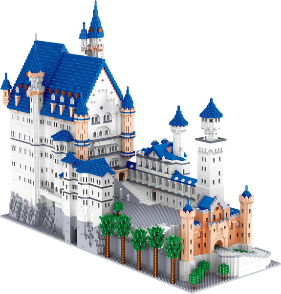 LEZI 8020 New Swan Stone Castle Building Blocks Set Architecture Small ...