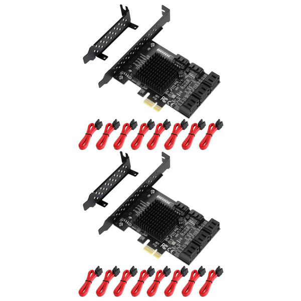 2X PcIe to SATA Card 8 Port 6G SATA Controller Expansion Card with 8 ...