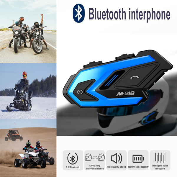 Bluetooth Motorcycle Helmet Intercom Headset with 1200M BT Interphone ...