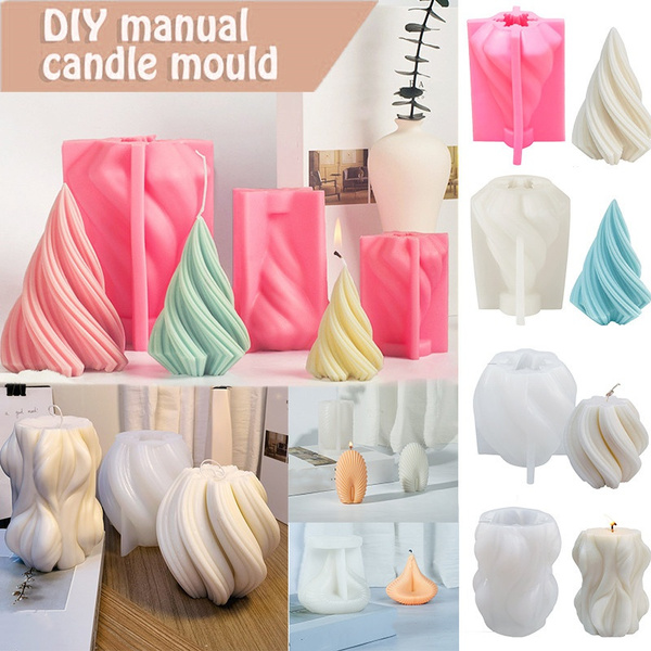 Newest 9 Types Beautiful 3D Unique Candles Molds Carved Wavy Candle ...
