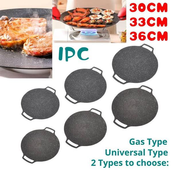 2 Types Korean BBQ Plate Barbecue Grill Non Stick Circular Frying Pan For Home Outdoor Stove ...