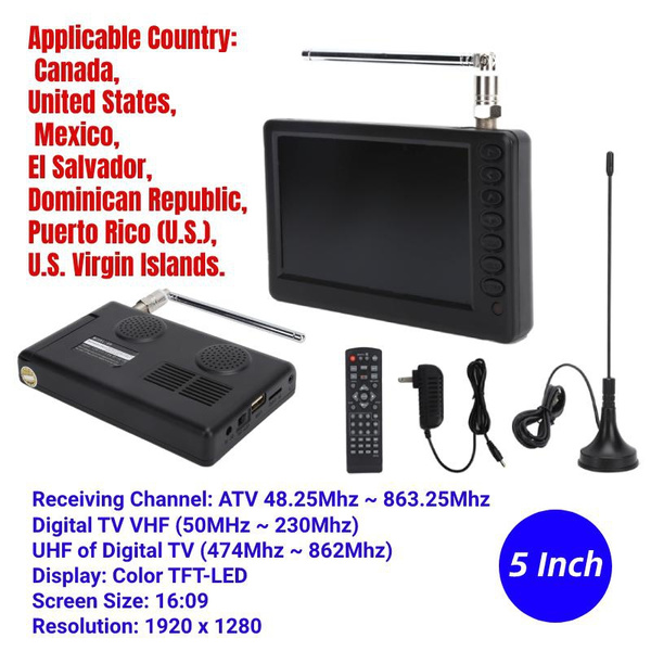 5 Zoll Pocket Digital Television ATSC Mini TV Portable Compact Remote ...