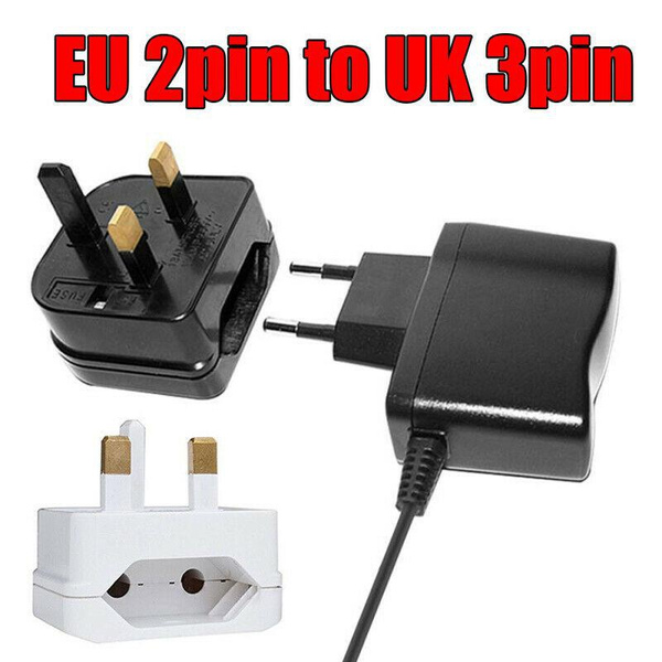 EU Euro 2 Pin to UK 3 Pin Adaptor Plug AC Universal Adapter Travel ...