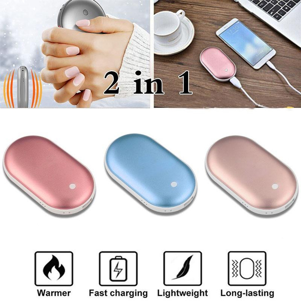 Portable Hand Warmer Power Bank Rechargeable Pocket Warmer Double-Sided ...