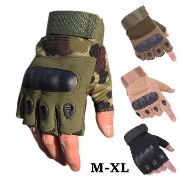 1 Pairs Military Hard Knuckle Tactical Half-finger Gloves Outdoor ...