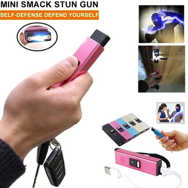 Mini Self Defense Stun gnn Electric Shock Keychain LED Flashlight ...