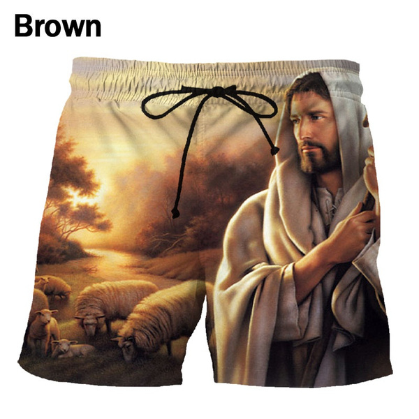 New Fashion Men/Women 3d Jesus Print Shorts Christian Faith God Jesus ...