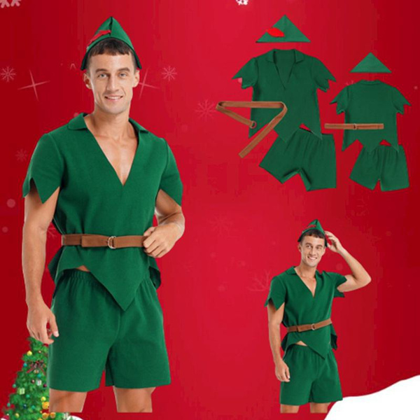 Mens Elf Role Play Costume Halloween Carnival Theme Party Outfit ...
