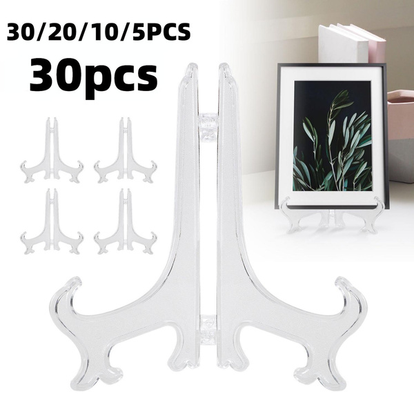 30/20/10/5PCS Transparent 3-inch Plastic Easel Plate Frame Photo Frame ...