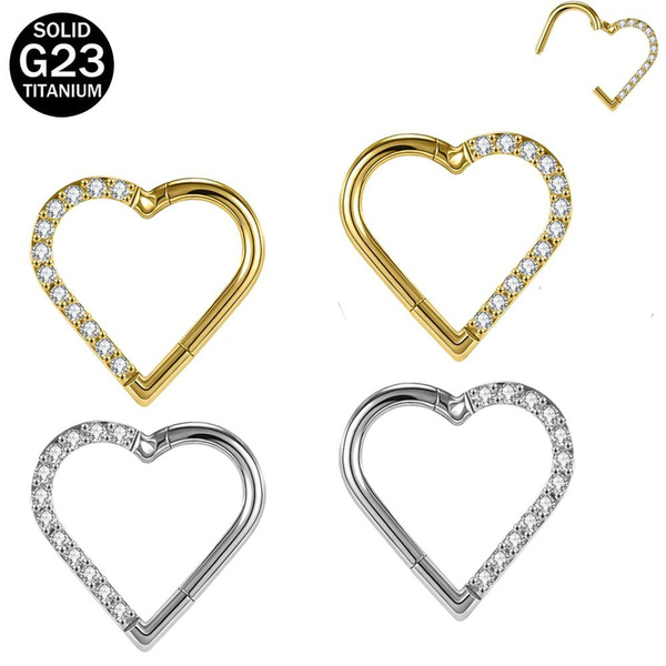 16G G23 Titanium Steel Earrings Nose Septum Piercing Heart-Shaped ...