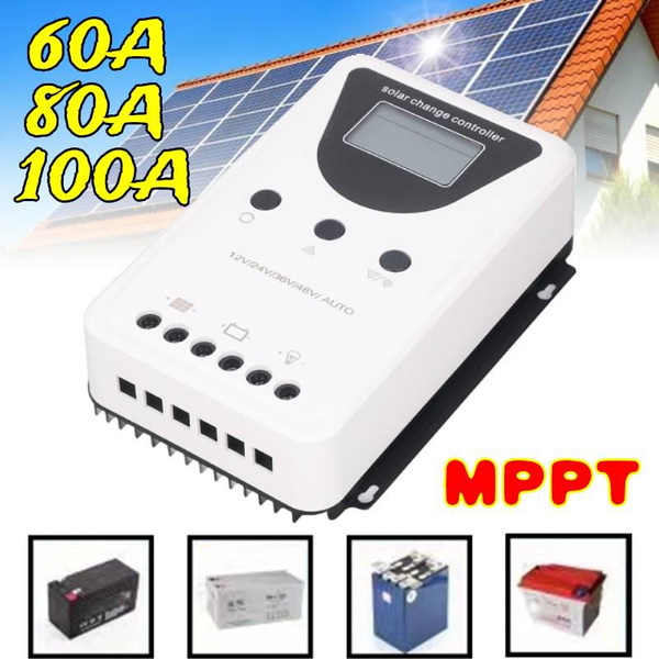 Solar Controller, 60A/80A/100A MPPT Automatic Detection System Protection Safe Charging Solar ...