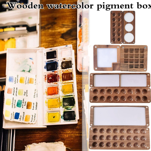 Portable Watercolor Wood Sketch Palette, Wood Painting Palette, Travel ... Portable Watercolor Wood Sketch Palette, Wood Painting Palette, Travel ...