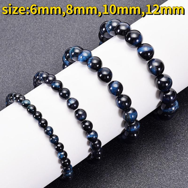 6mm 8mm 10mm 12mm Fashion Royal Blue Beads Bracelet Men Charm Natural ...