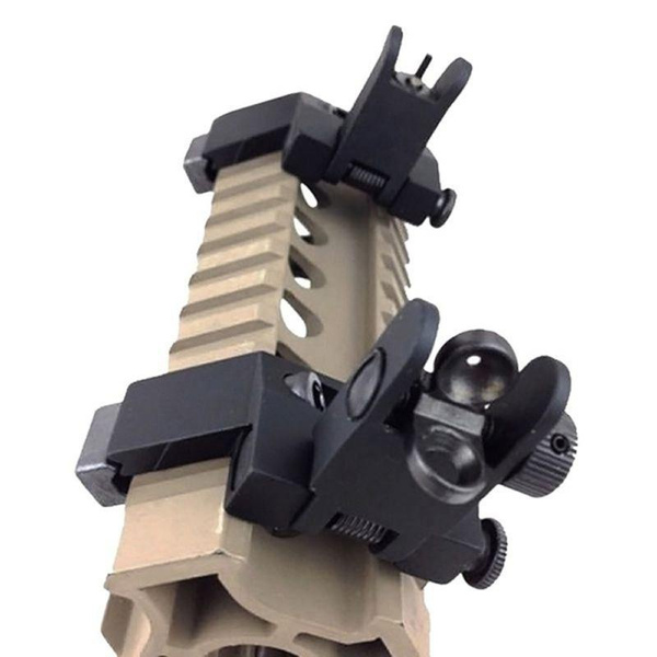 45 Degree Offset Iron Sights for Picatinny Rail Flip Up Front&Rear ...
