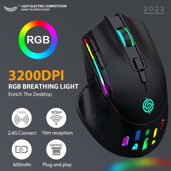 2022 New 2.4G Wireless Mute RGB Light Gaming Mouse 3200 DPI ...